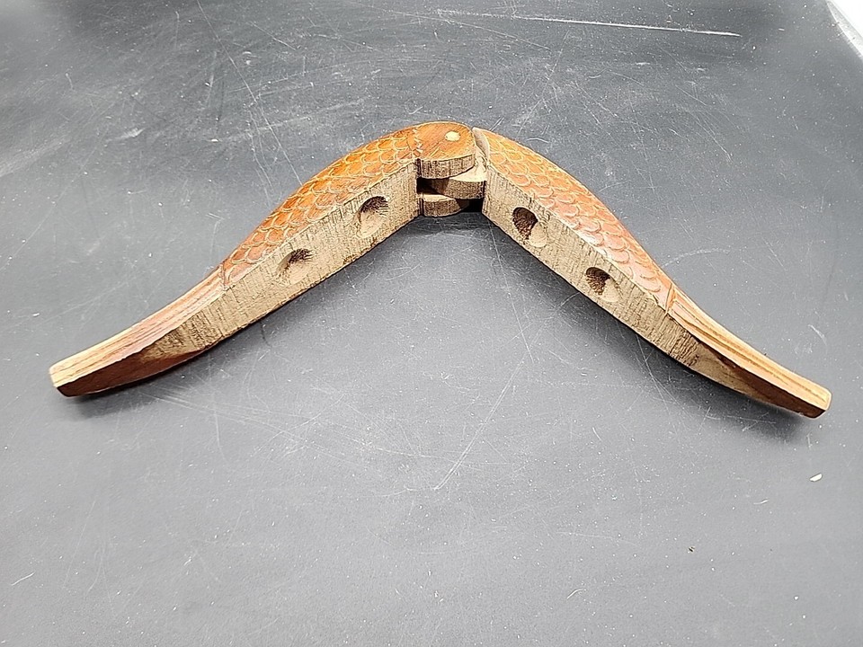 Vintage Hand Carved Wooden Fish Shaped Nutcracker 8" long | eBay