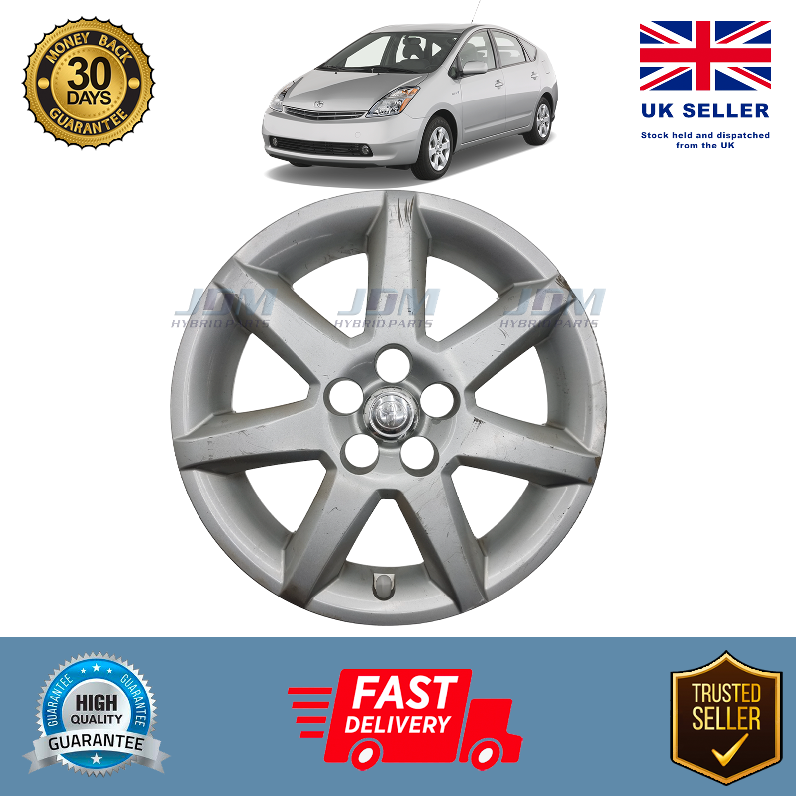 Genuine Toyota Prius 2003~2009 Wheel Trim Cap Cover 16" Silver 7 Spoke ...