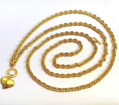 GIVENCHY Heart motif double chain belt gold 87cm | eBay