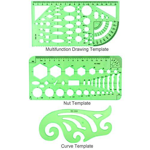 11PCS Geometric Drawings Templates, Drafting Stencils Measuring Tools ...