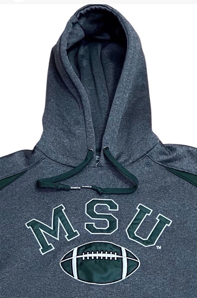 Michigan State Hoodie Mens Medium Gray Embroidered Football MSU Campus ...