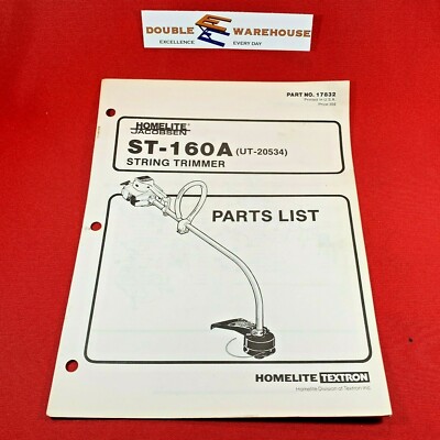 Homelite Jacobsen String Trimmer ST-160A UT-20534 P/N 17832 Parts List ...