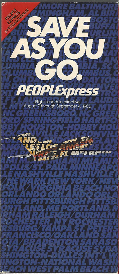 Peoplexpress system timetable 8/7/85 [0124] Buy 4+ save 25% | eBay