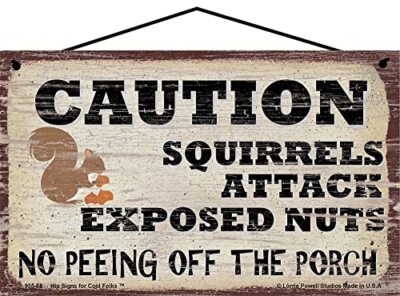 Caution Squirrels Sign Attack Exposed Nuts No Peeing Off The Porch Vtg ...