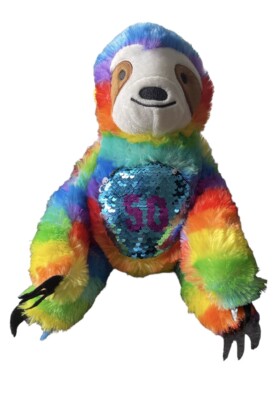 Fun express plush Sloth Sequin 50 rainbow 11" Pride Stuffed Animal Toy ...