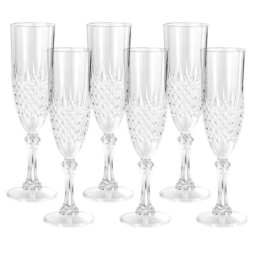 6x Lemon & Lime Crystal Deco 230ml Plastic Champagne Glass Sparkling ...