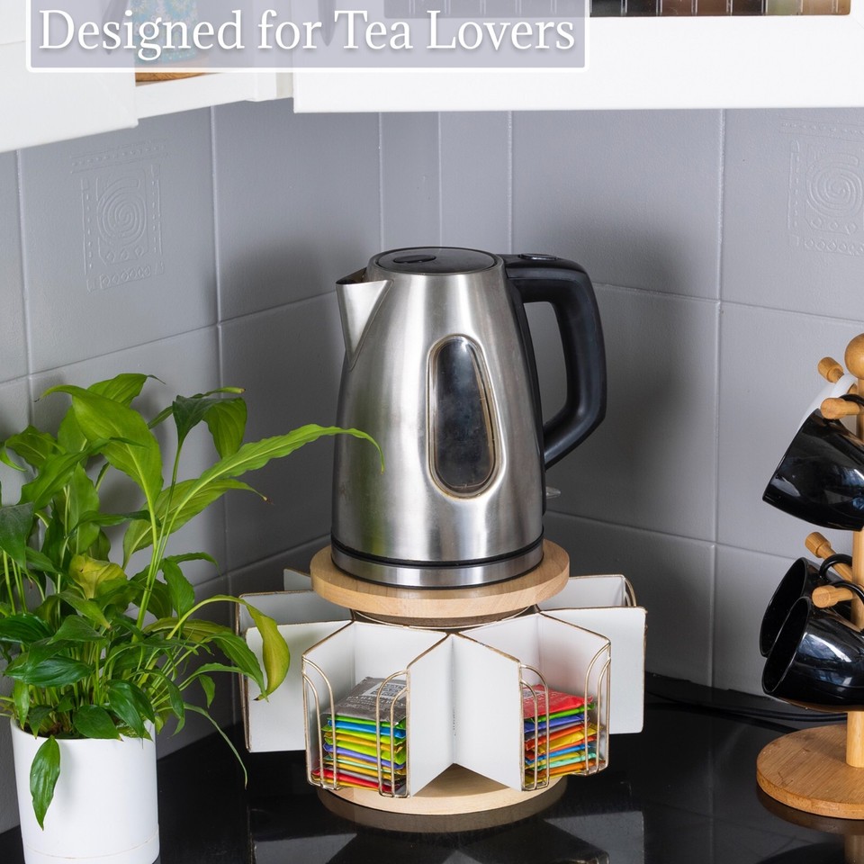 Made Easy Kit Metal Carousel Tea Bag Organizer and Kettle Stand | eBay