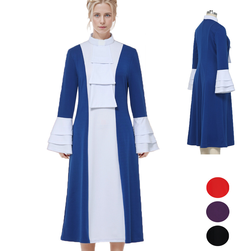 Church Clergy Woman Dress Jabot Contrast Dress Catholic Priest ...