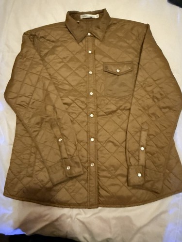 Criquet Jacket Diamond Quilted Pearl Snap Shacket Mens Large Brown ...