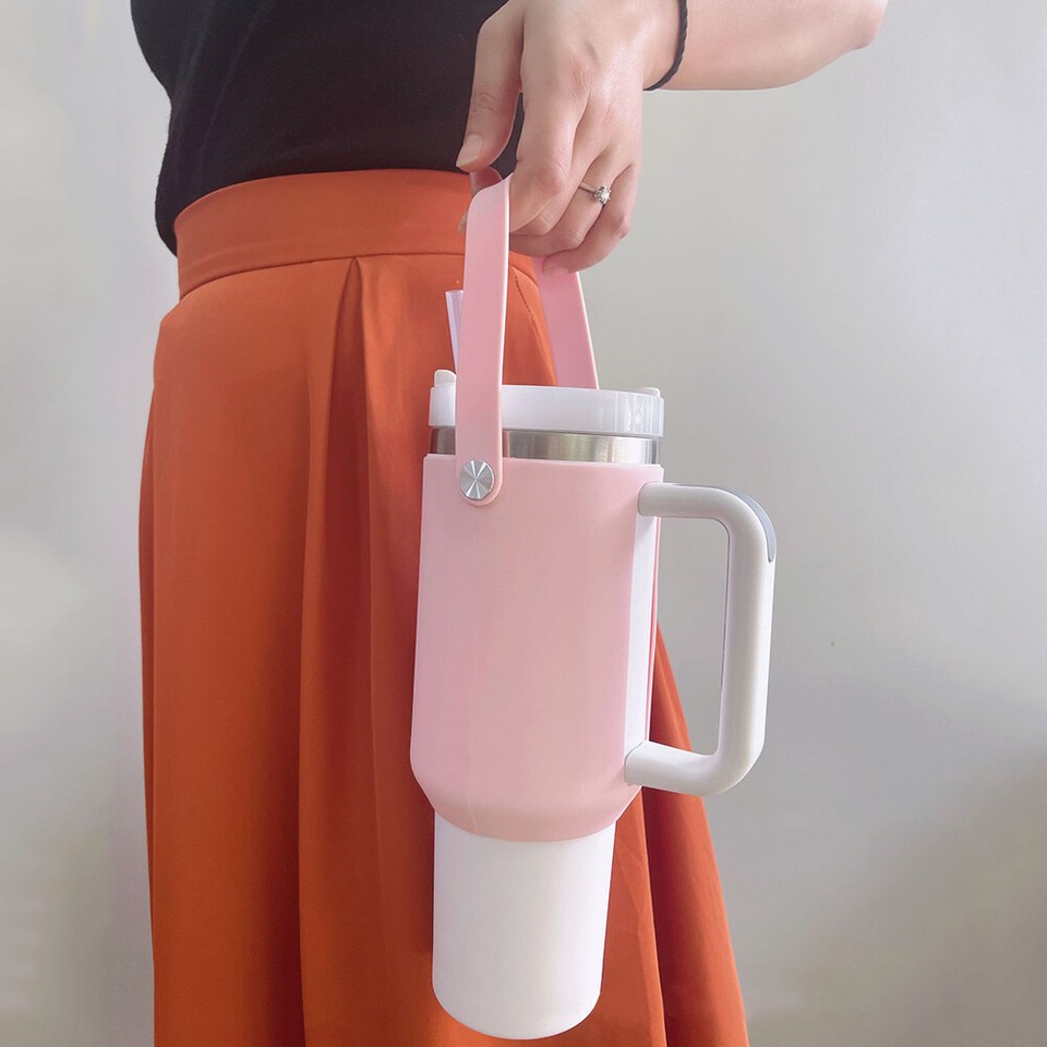 Cup Protective Sleeve Reusable Water Bottle Boot for Stanley 40oz (Pink ...