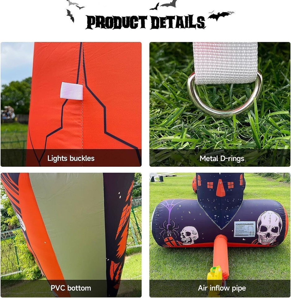 USA 20ft Halloween Orange Inflatable Arch Decoration W/ built-in 250W ...