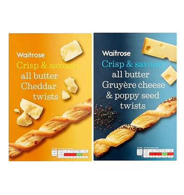Waitrose Twists All Butter Cheese Crispy & Savoury, Tangy, Aromatic ...