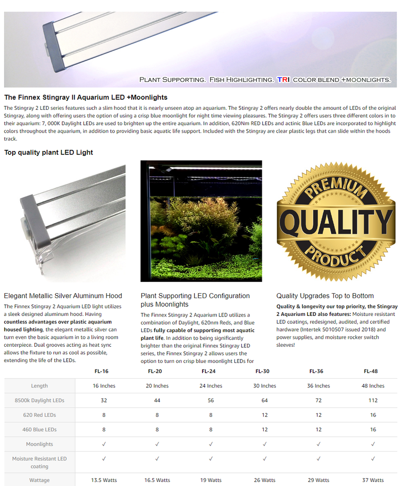 Finnex Stingray 2.0 Series Aquarium LED Light, 7 Size Options | eBay