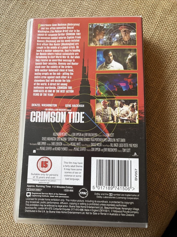 Crimson Tide (1995,VHS)Denzel, Washington , Gene Hackman | eBay UK