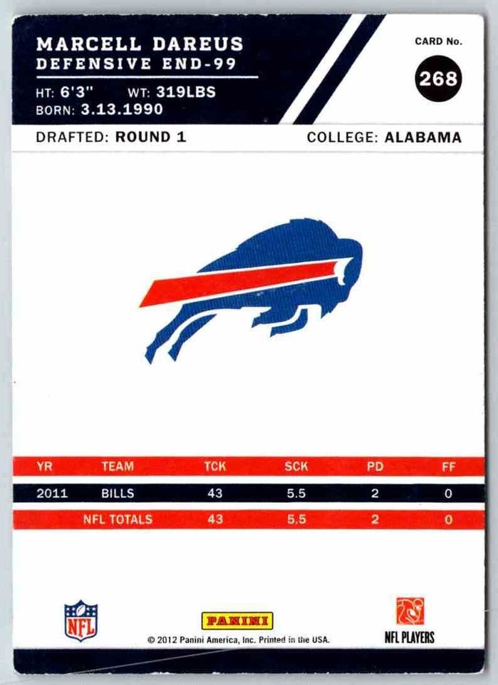 2012 Score Marcell Dareus #268 Football Card | eBay