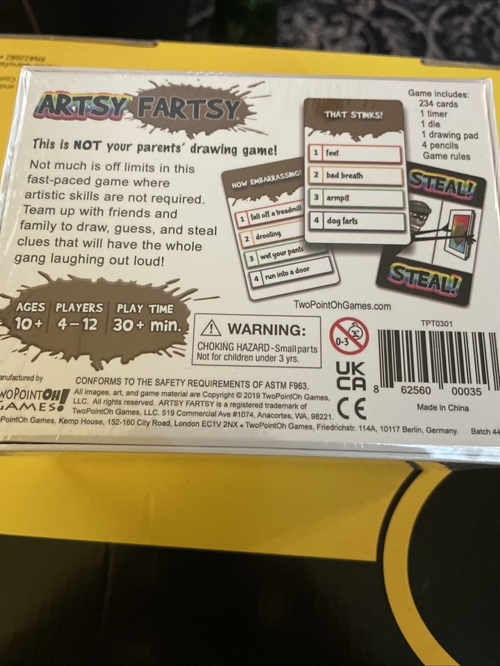 Artsy Fartsy Card and Drawing Game by TwoPointOh Games Ages 10+ 4-12 ...