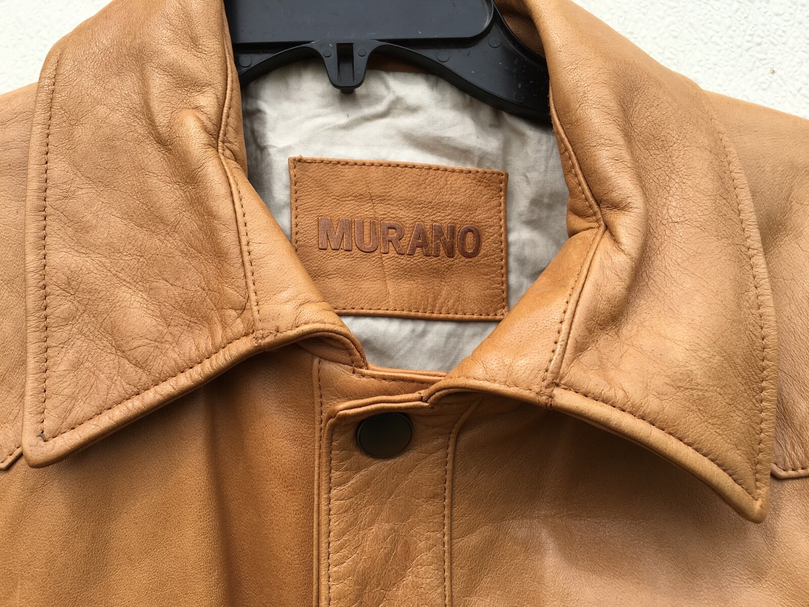 Men's vintage Murano tan lambskin leather coat gently… - Gem