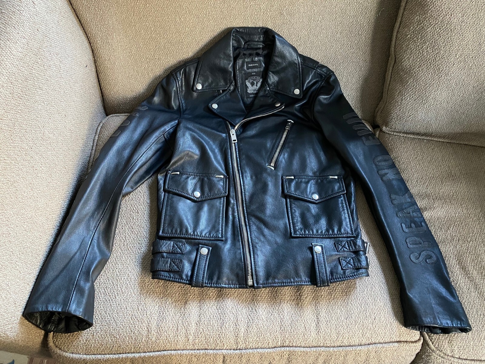 Diesel Men's Black Goatskin Leather “Wild Spirit - Speak No Evil ...