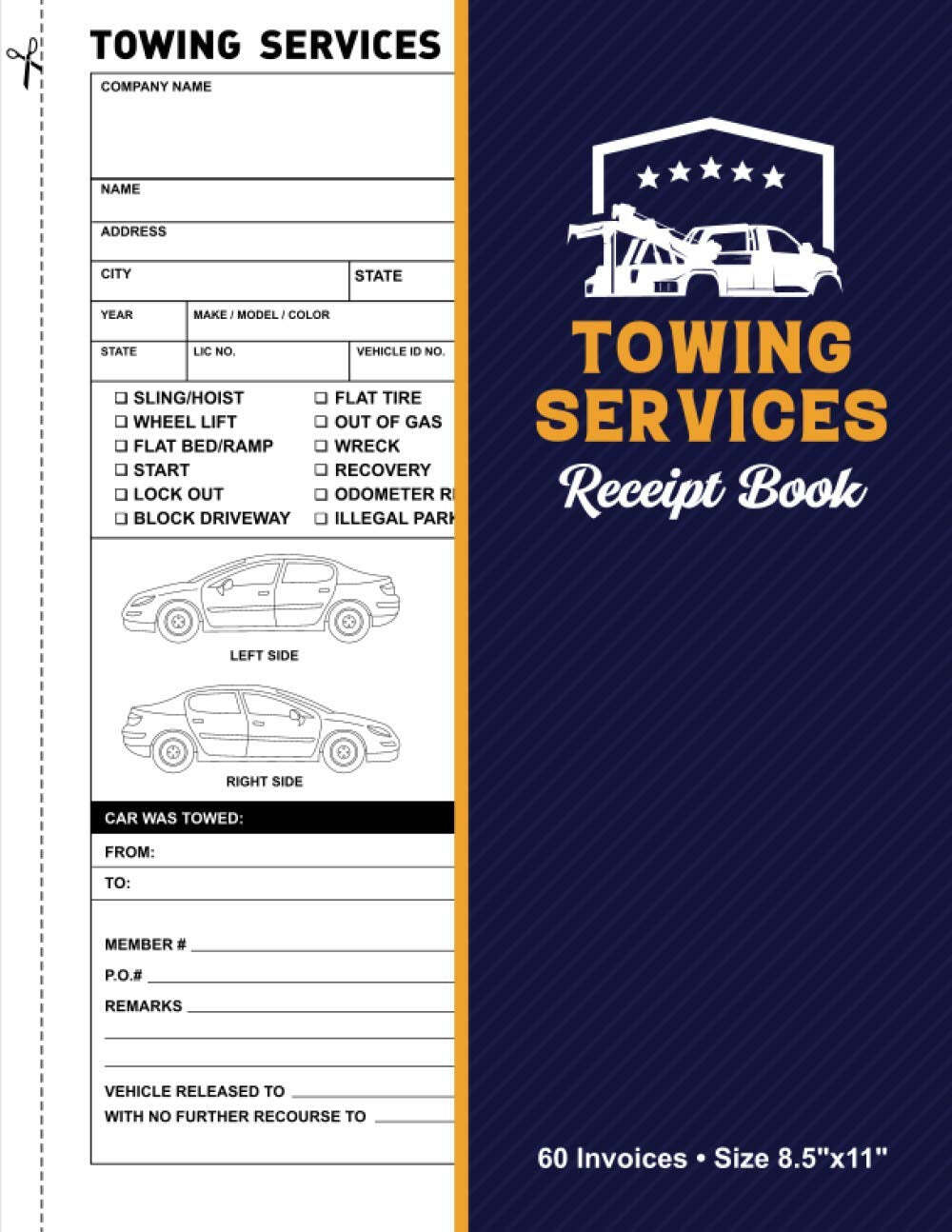 "Towing Services Invoice Book: 60 Professional Invoices for Towing and ...