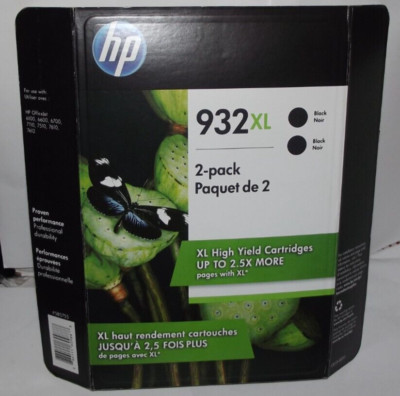 NEW 2 PACK-HP 932XL #CR315BN JUL 2022 Black Inkjet High Yield OFFICE ...
