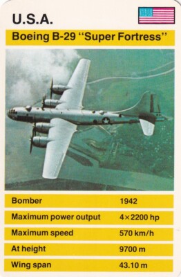 Top Trumps Card aircraft WW2 Boeing B-29 Super Fortress | eBay UK