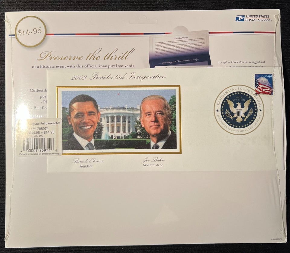 USPS-OBAMA/BIDEN INAUGURATION DAY OFFICIAL COMMEMORATIVE SOUVENIR (2009 ...