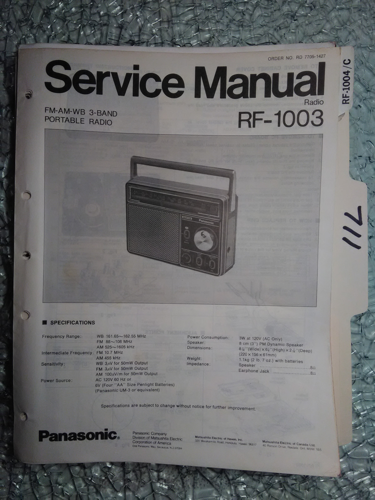 Panasonic rf-1003 service manual original repair book stereo boombox 8 ...