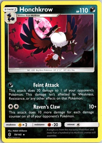 Honchkrow Guardians 79/145 Rare 2017 Pokemon Card TCG CCG | eBay