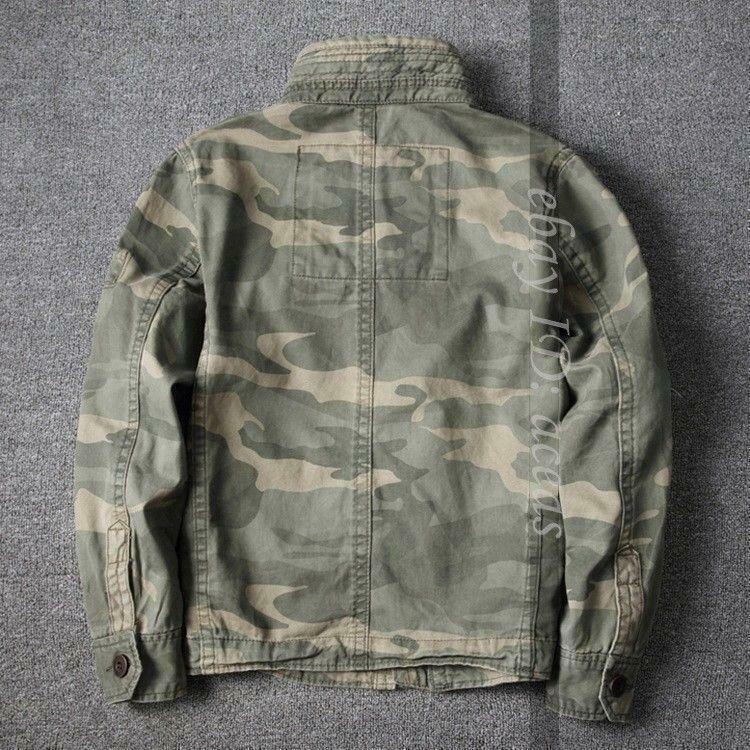 Mens Camouflage Combat Field Jackets Vintage Military Pockets Army ...