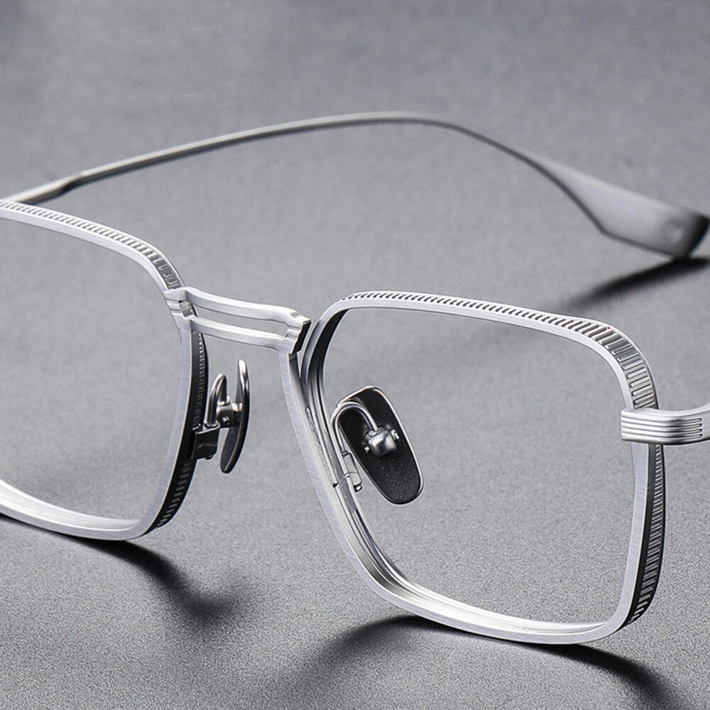 Man Handmade Metal Retro Square Eyeglasses Frame Ultra Light Spectacle ...