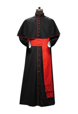 New Men Black Wool & Red Bishop Attire Clergy Robe Worldwide Expedited ...