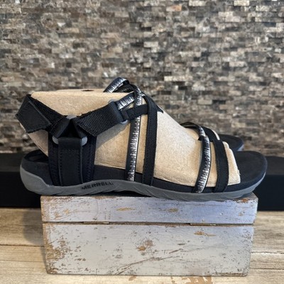 Womens Merrell Terran 3 Cush Lattice Black Leather Sandals J002712W ...