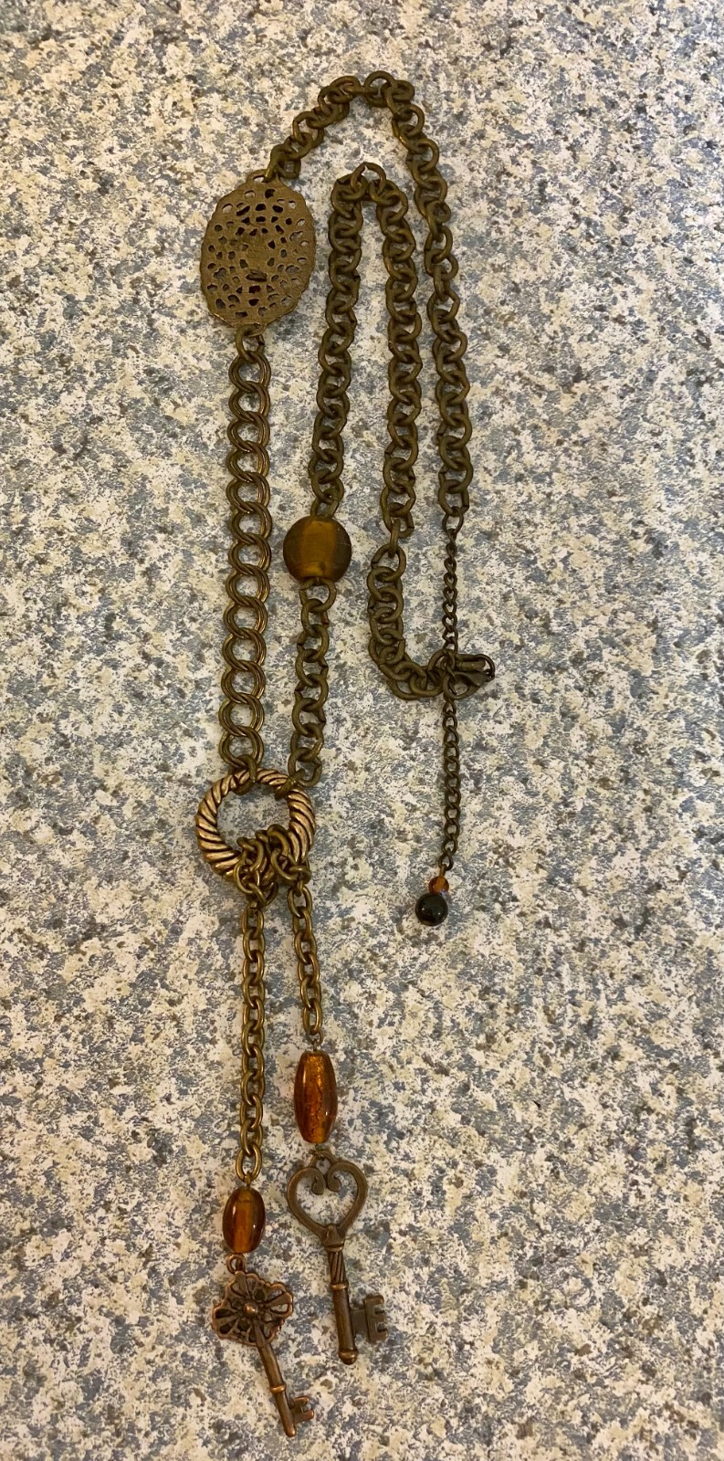 Bronze Color Vintage 3 keys 46" Necklace! 0322AS - Gem
