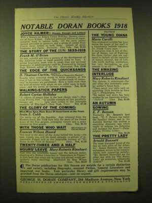 1918 George H. Doran Company Ad - Notable Doran Books 1918 | eBay