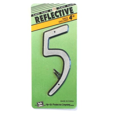 NEW Deadstock Vintage 4" Reflective Plastic House Number 5 Five Hy-ko ...
