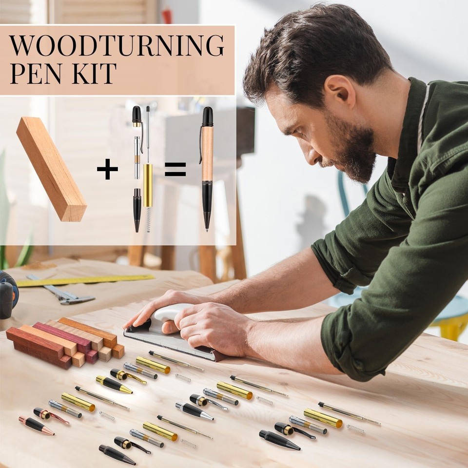 Colarr 10 Set Pen Making Kit Include 10 Woodturning Pen Kit 10 Exotic ...