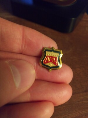 Vintage Mcm Mini Small Golden Badge Blue & Red AMA 11 Pin No Pin Back ...