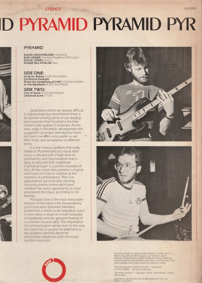 PYRAMID LP: SONG FOR BOBBY +4 AUSSIE EAST EAS 081 COVER = EX+ VINYL ...