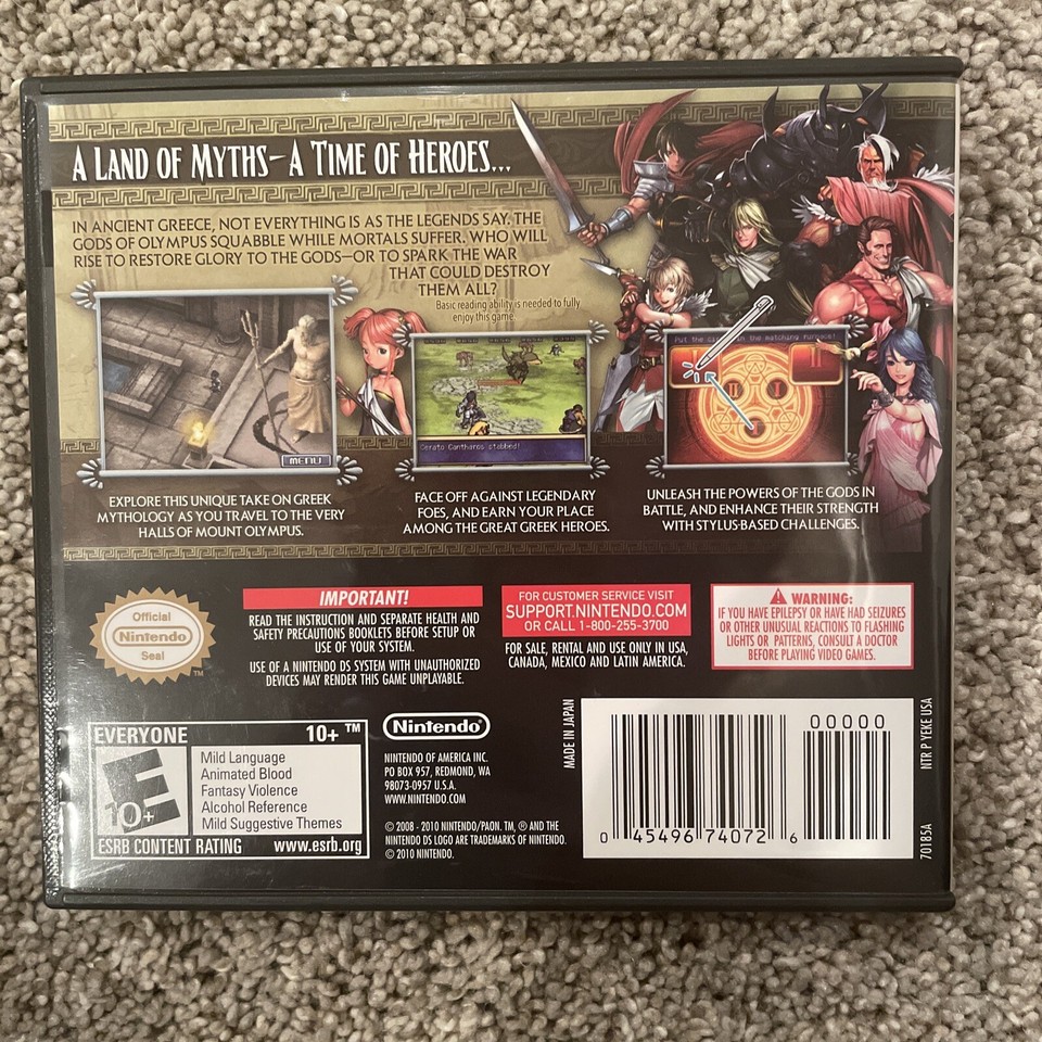 Glory of Heracles (Nintendo DS, 2010) Authentic Video Game Collectible ...