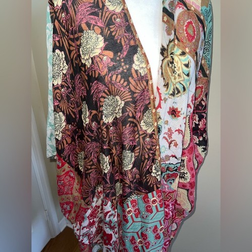 Boho Kimono Multi-Colored NWOT OS Patchwork Fringe Spring Break Easter ...