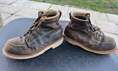 Thorogood 804-4375 Men's 6" Leather Moc Steel Toe Work Boots Brown Size ...