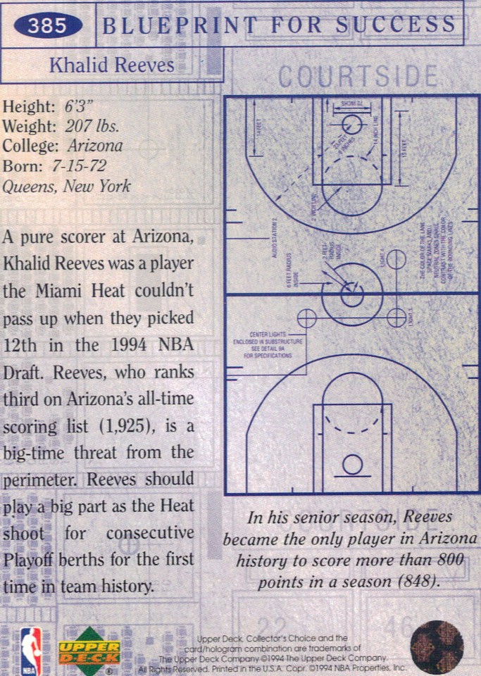 M) 1994-95 Upper Deck Collector's Choice Card Khalid Reeves #385 ...