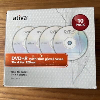 Ativa DVD R with dlim jewel cases 16 x 4.7 gb 120 min 10 pack | eBay