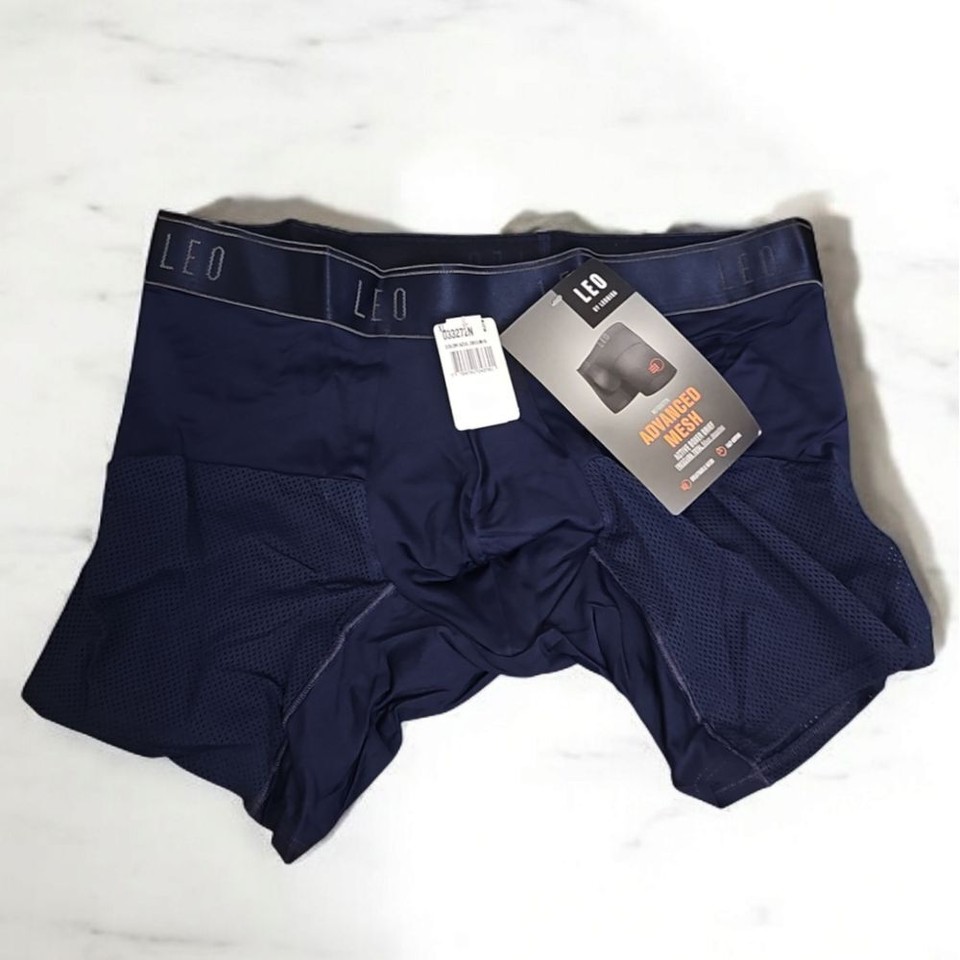 LEO Premium Navy Blue Mesh Performance Boxer Briefs Athletic Underwear ...
