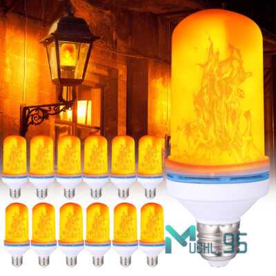 3~12PCS LED Flame Effect Fire Light Bulb E27 Flickering Flame Light ...