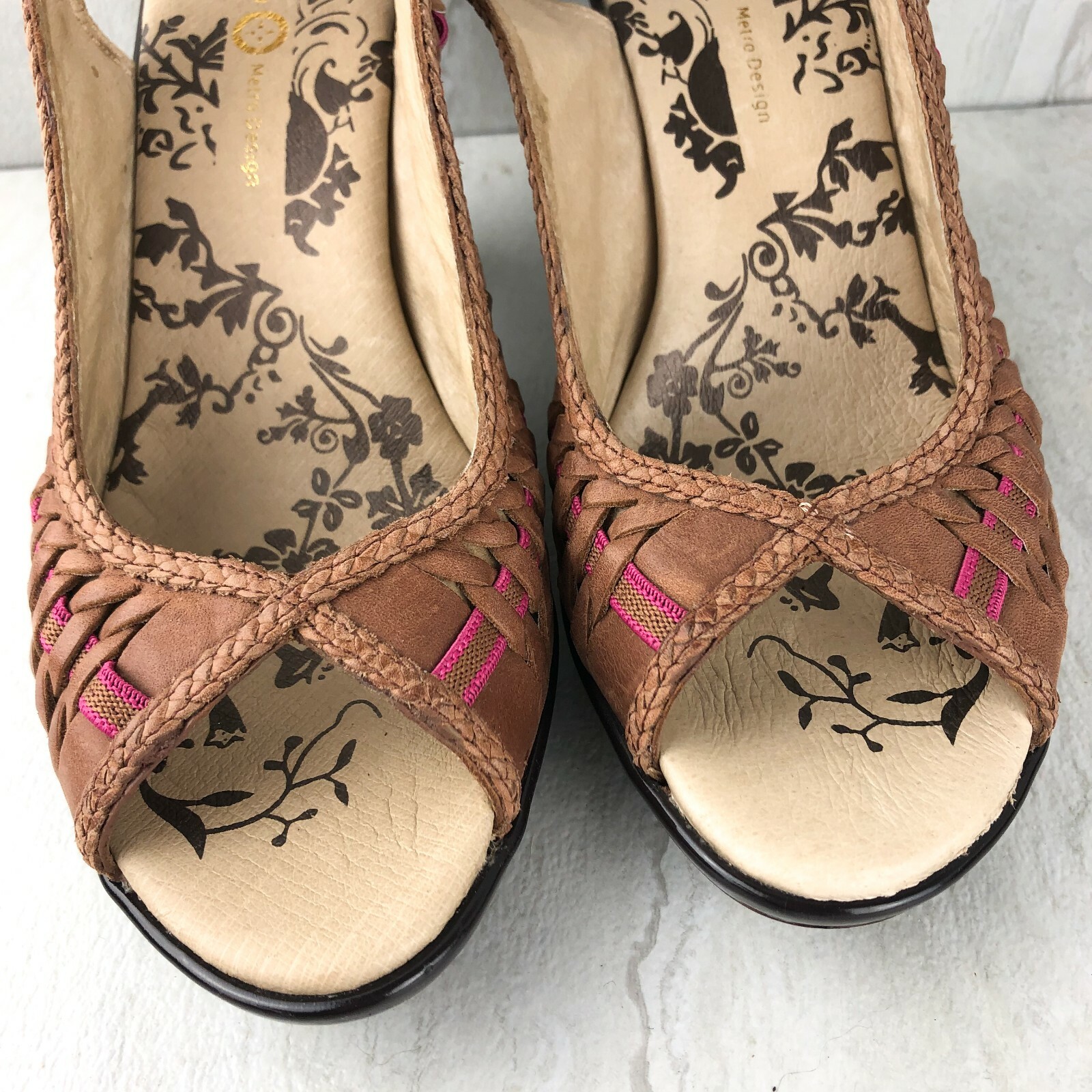 Jambu Sonya Woven Genuine Leather Heels Slingback open toe Size 7 M ...