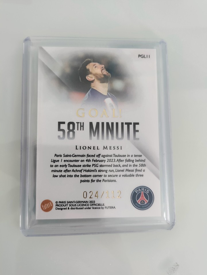Futera 58th Minute Goal! PSG Lionel Messi 24/112 Gold Parallel | eBay