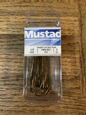 Mustad double live bait hooks size 1/0-BRAND NEW-SHIPS SAME BUSINESS ...