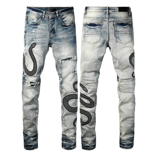 AMIRIS jeans Men trousers Fashion Snake Pattern Low Rise Skinny Denim ...