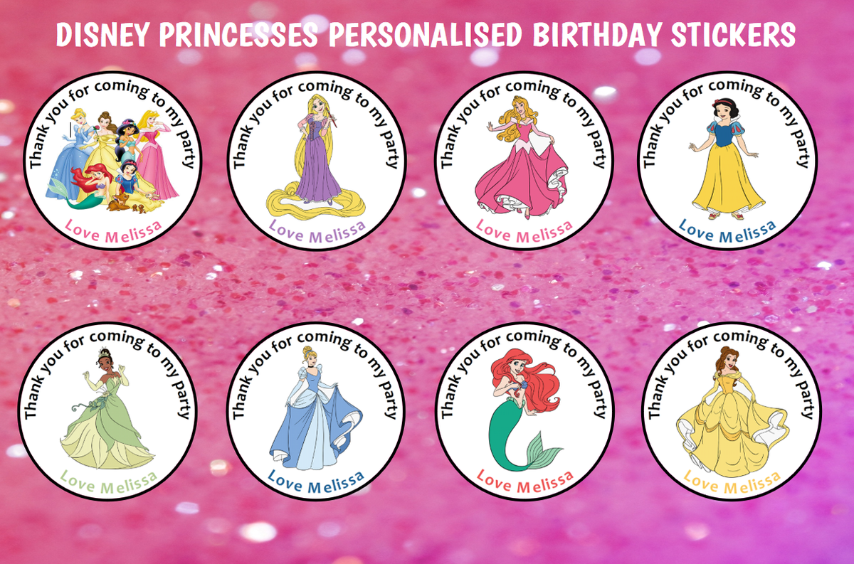 Princess Birthday Stickers Thank You Stickers | Princess Castle Theme